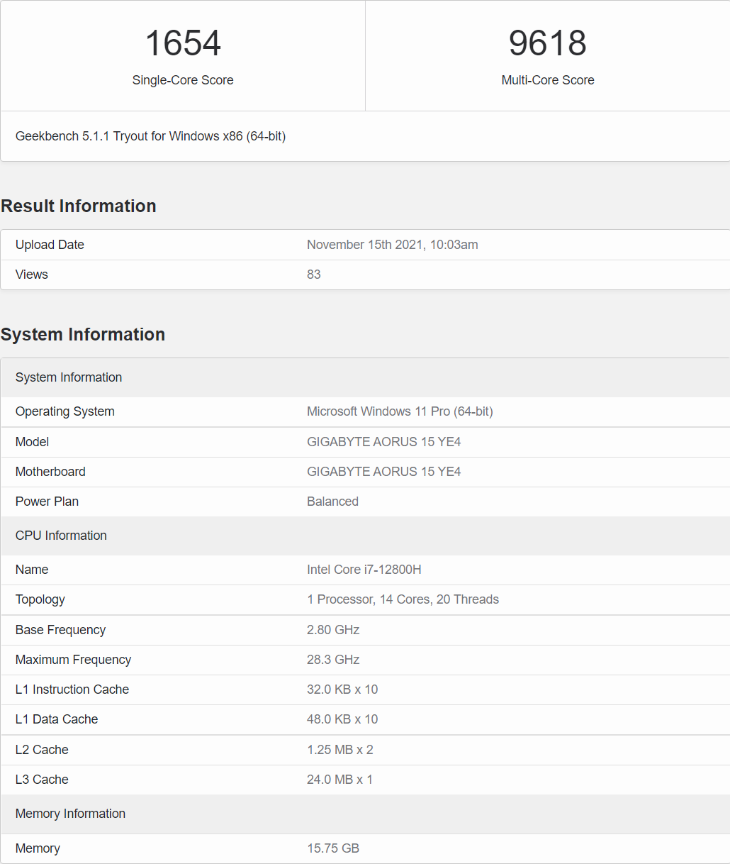 Intel Core I7-12800H Alder Lake-P Sous Geekbench • Pause Hardware