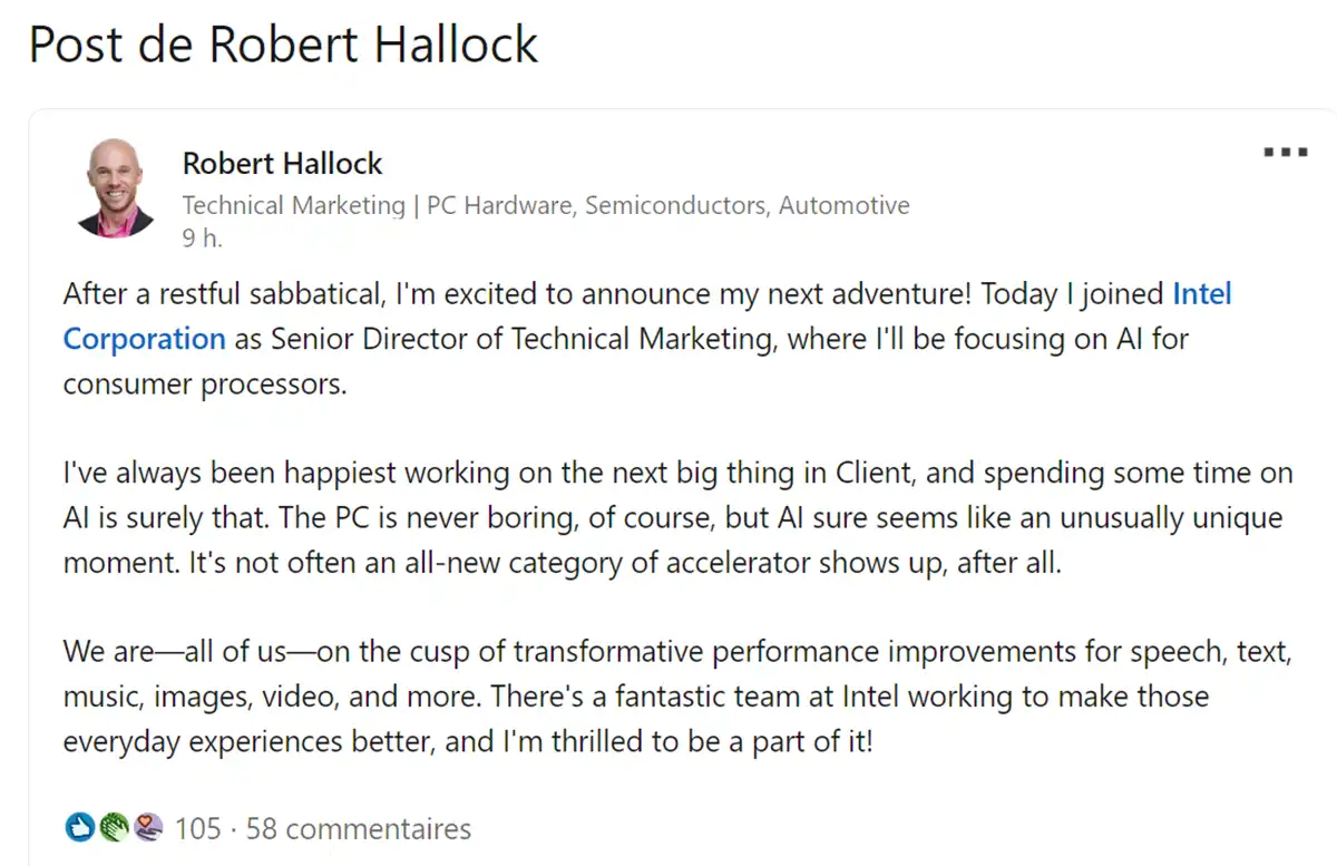 Robert Hallock Quitte Amd Pour Rejoindre Intel • Pause Hardware